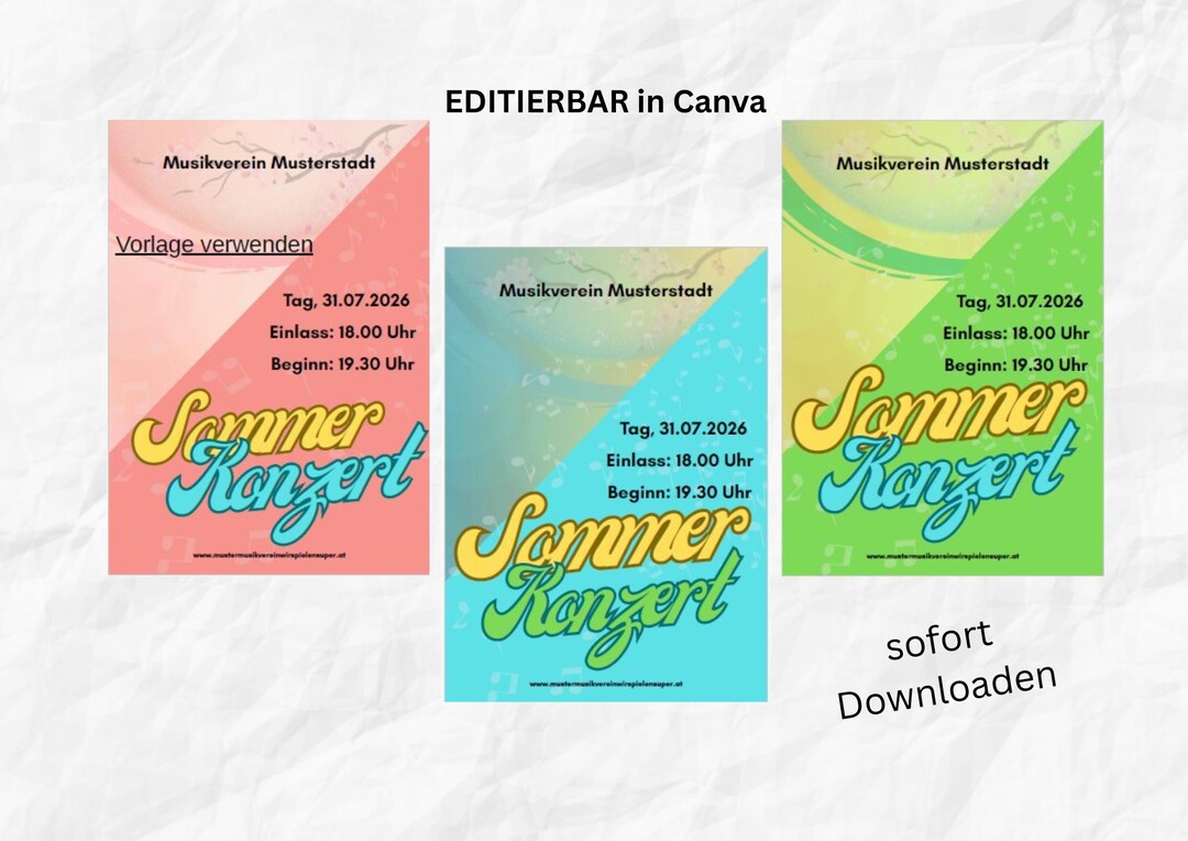 Summer Concert Poster Template for Music Association | Canva Template ...