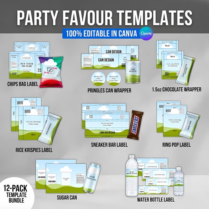 Party Favors Bundle Editable Template: Complete Personalized Birthday ...
