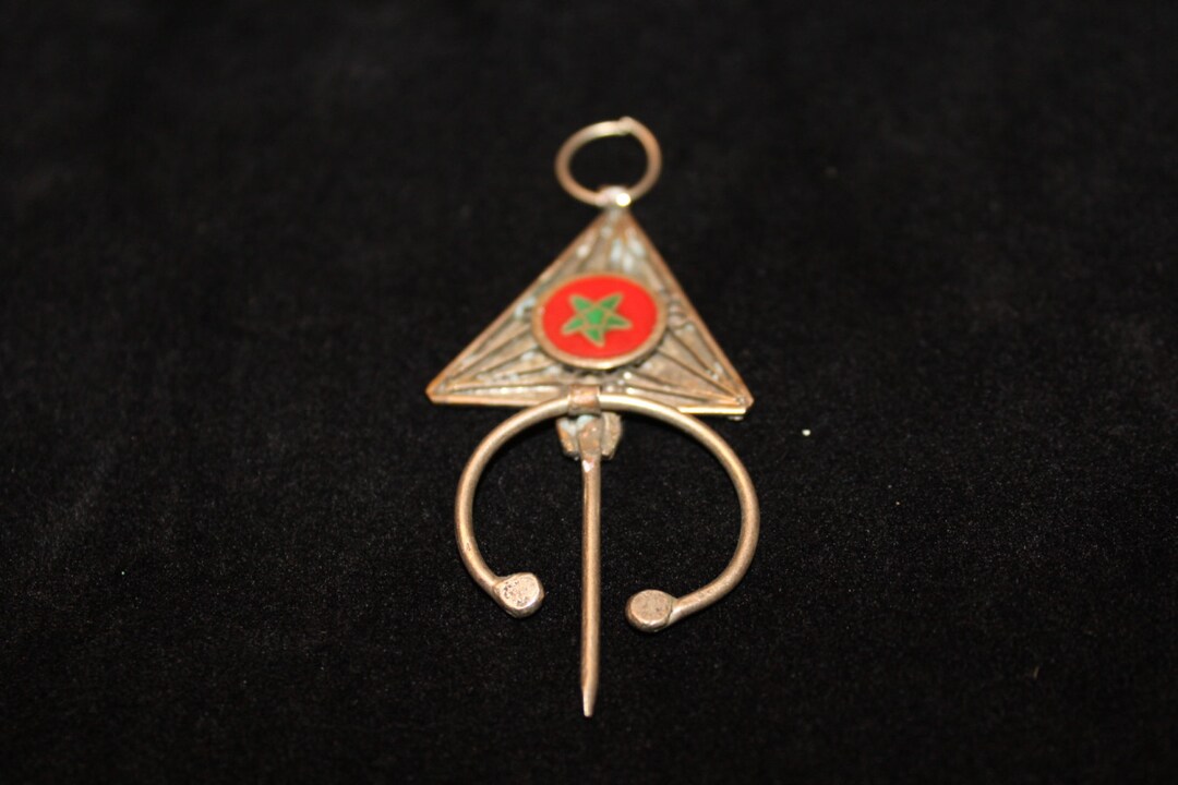 Marokkaanse vlag broche, antieke zilveren broche, Berber stam fibula ...