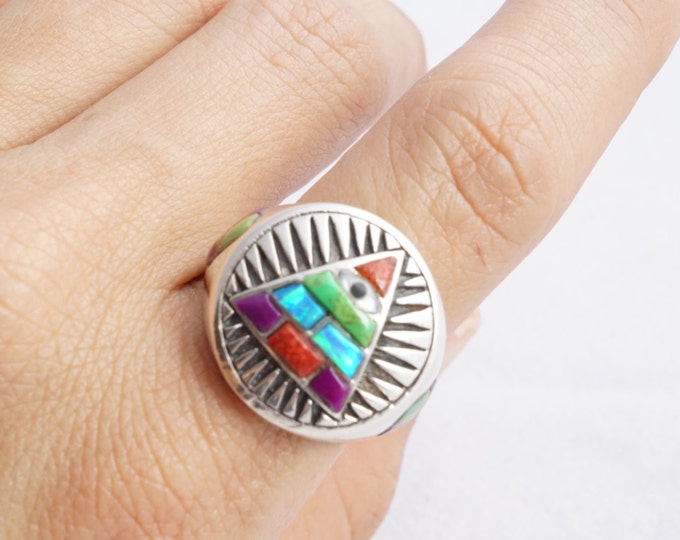 Egyptian Pyramid Eye of Horus Protective Evil Eye Turquoise Red Coral ...