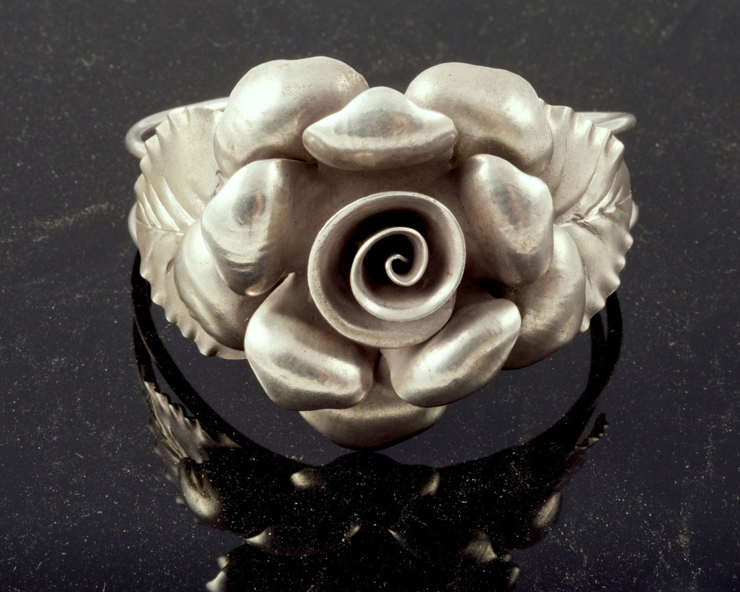 Big Rose Cuff, Silver Rose Cuff, Bohemian Bracelet, Boho Silver Cuff ...