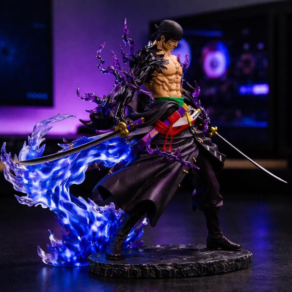 One Piece Zoro Inspired Anime Figure – Dark Samurai Sword Statue With ...