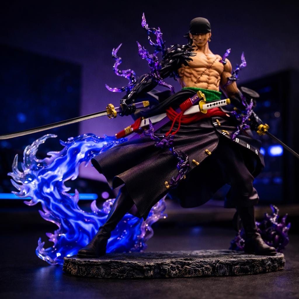 One Piece Zoro Inspired Anime Figure – Dark Samurai Sword Statue With ...