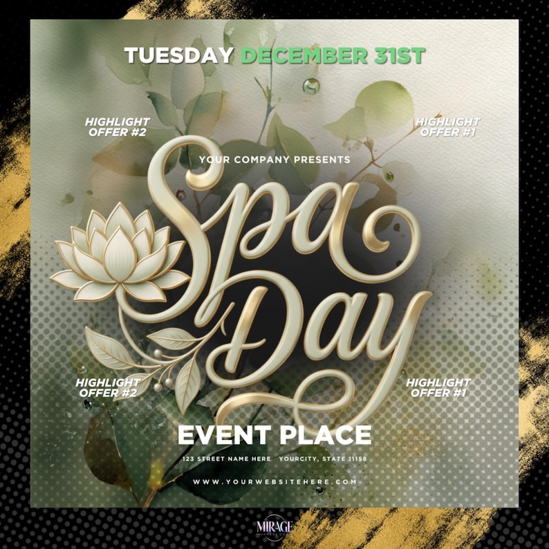 Spa Day Flyer Template : Luxe Botanical Salon & Spa Canva Editable ...