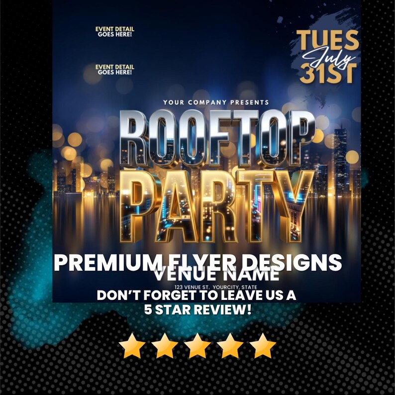 Rooftop Party Flyer Template : Summer Club Promoter Canva Editable ...