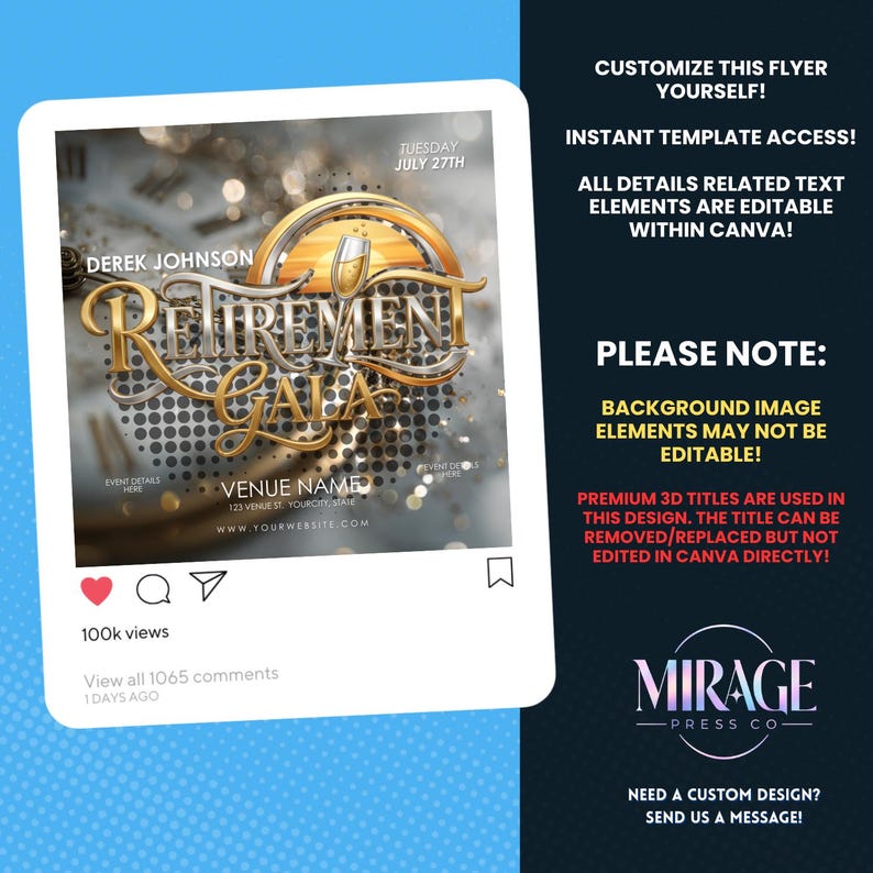 Retirement Party Flyer Template : Luxe Retirement Gala for Corporate ...