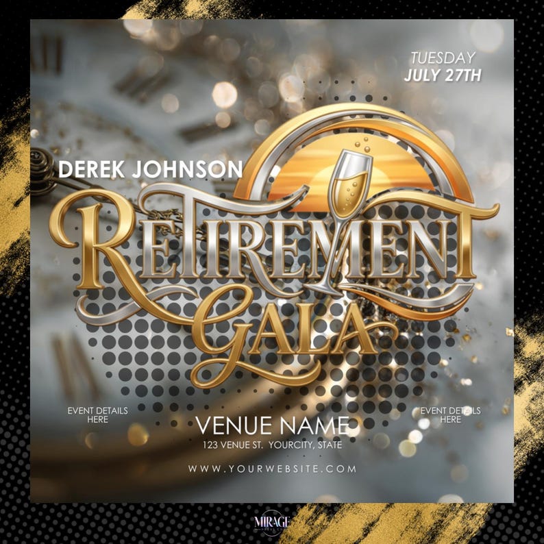 Retirement Party Flyer Template : Luxe Retirement Gala for Corporate ...