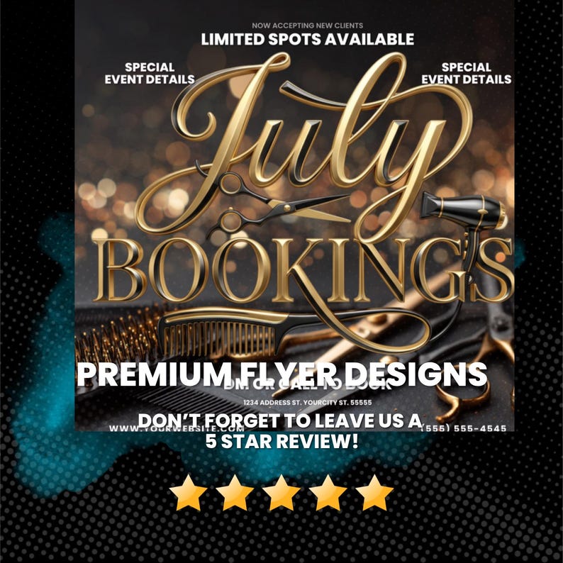Salon Booking Flyer Template : Luxe Gold Hair Stylist Canva Editable ...