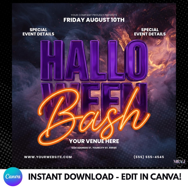 Beach Party Flyer Template : Neon Beach Weekend DJ Canva Editable ...