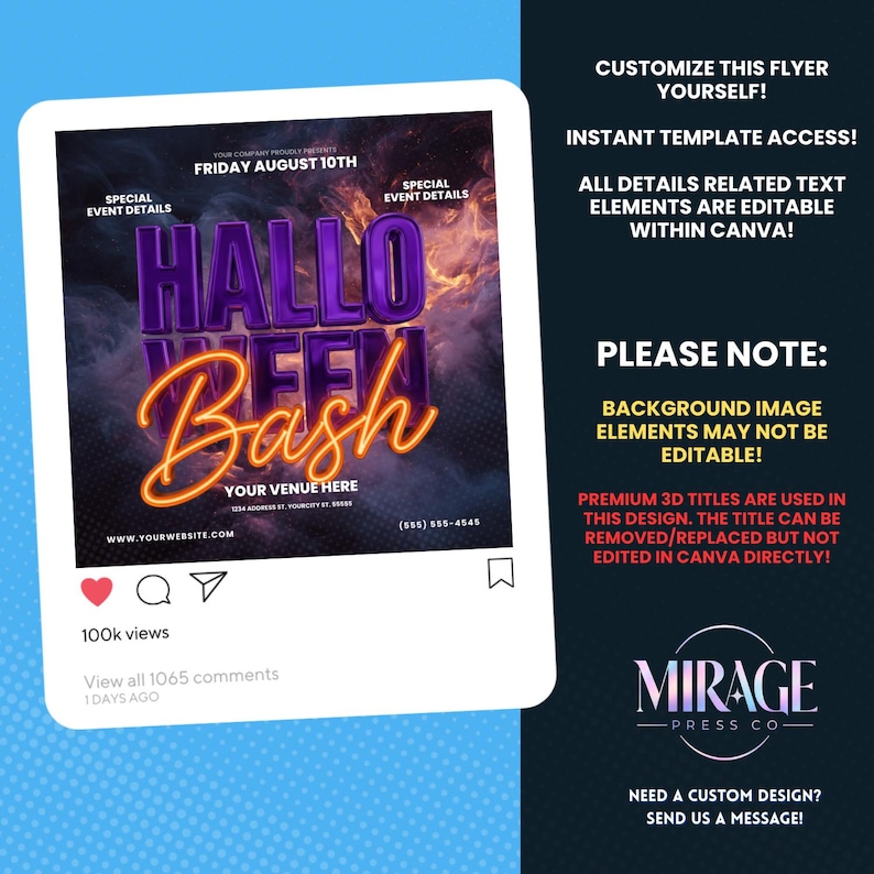Beach Party Flyer Template : Neon Beach Weekend DJ Canva Editable ...