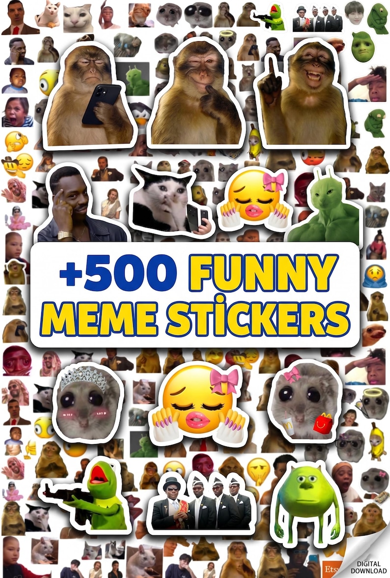 500+ Funny Meme Stickers Mega Bundle, Viral Internet Pngs (digital ...