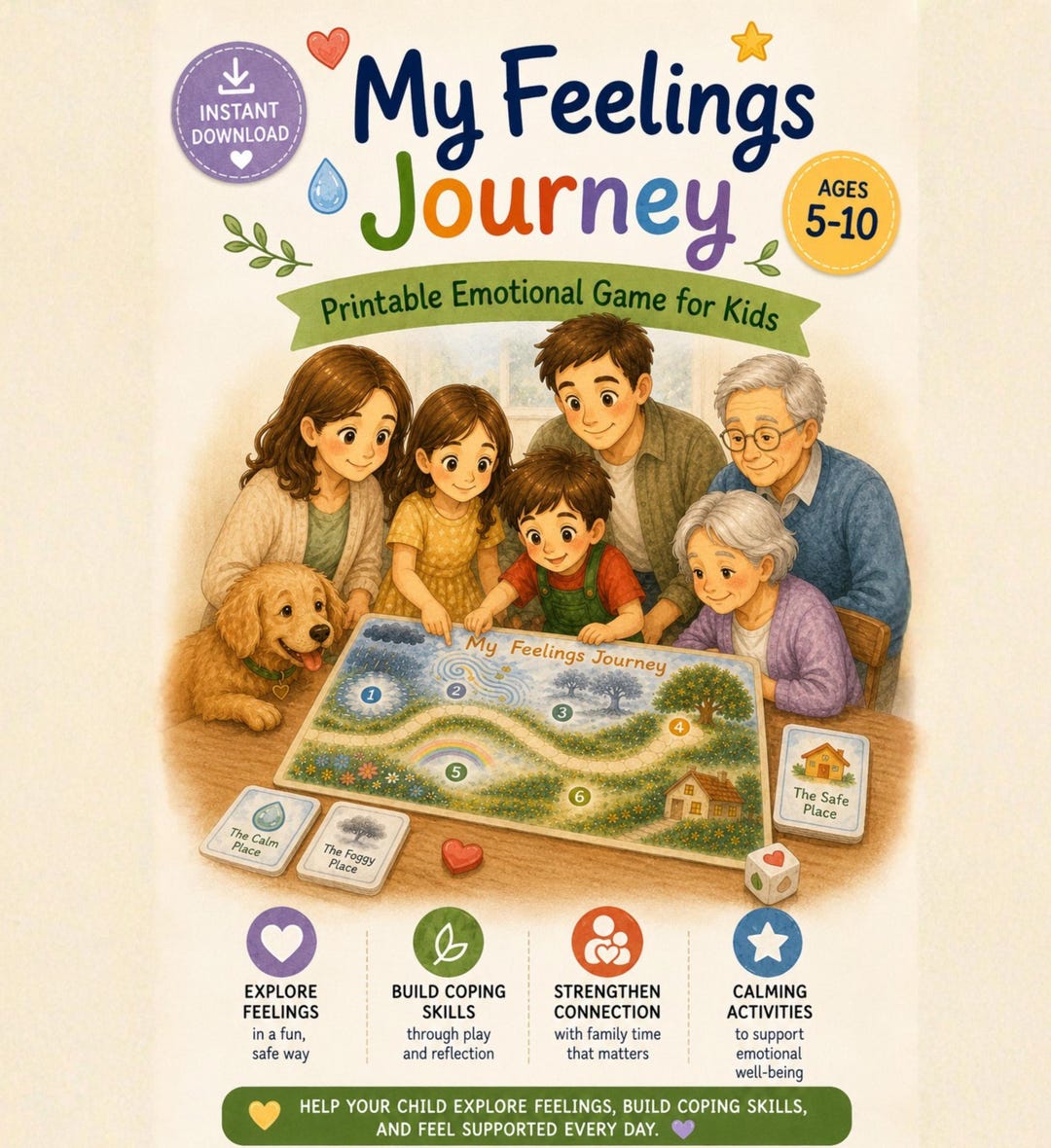 Kids Feelings Board Game | Emotional Regulation SEL Activity (PDF ...
