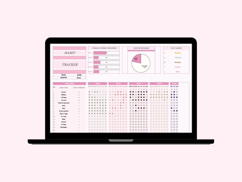 Excel Task & Habit Tracker: Daily, Weekly, Long-term Planner (digital ...