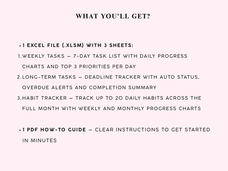Excel Task & Habit Tracker: Daily, Weekly, Long-term Planner (digital ...