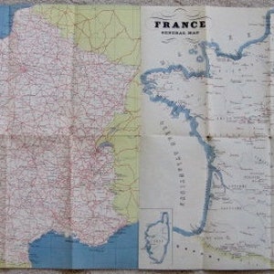 Vintage Tourist Map of France -- Early 1950s -- 15.25" X 30" - Etsy