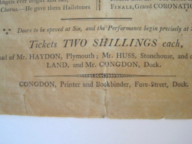 Original Circa 1805 Handbill for English Christmas Concert of Handel ...