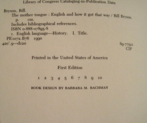 The Mother Tongue by Bill Bryson -- First Edition, 1990 - Etsy