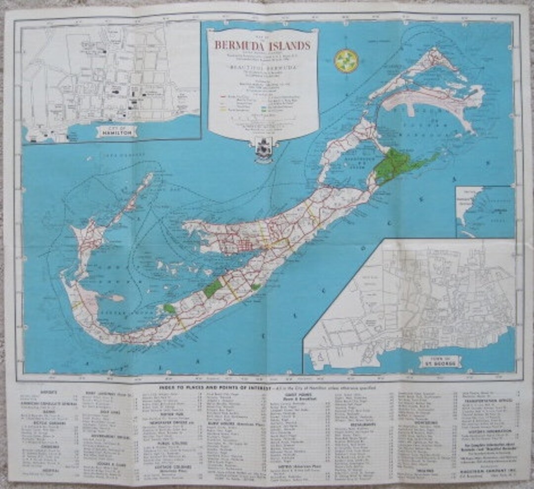 The Gateway to Bermuda Map — From the Bermuda Guide Book Mid/late 1950s ...