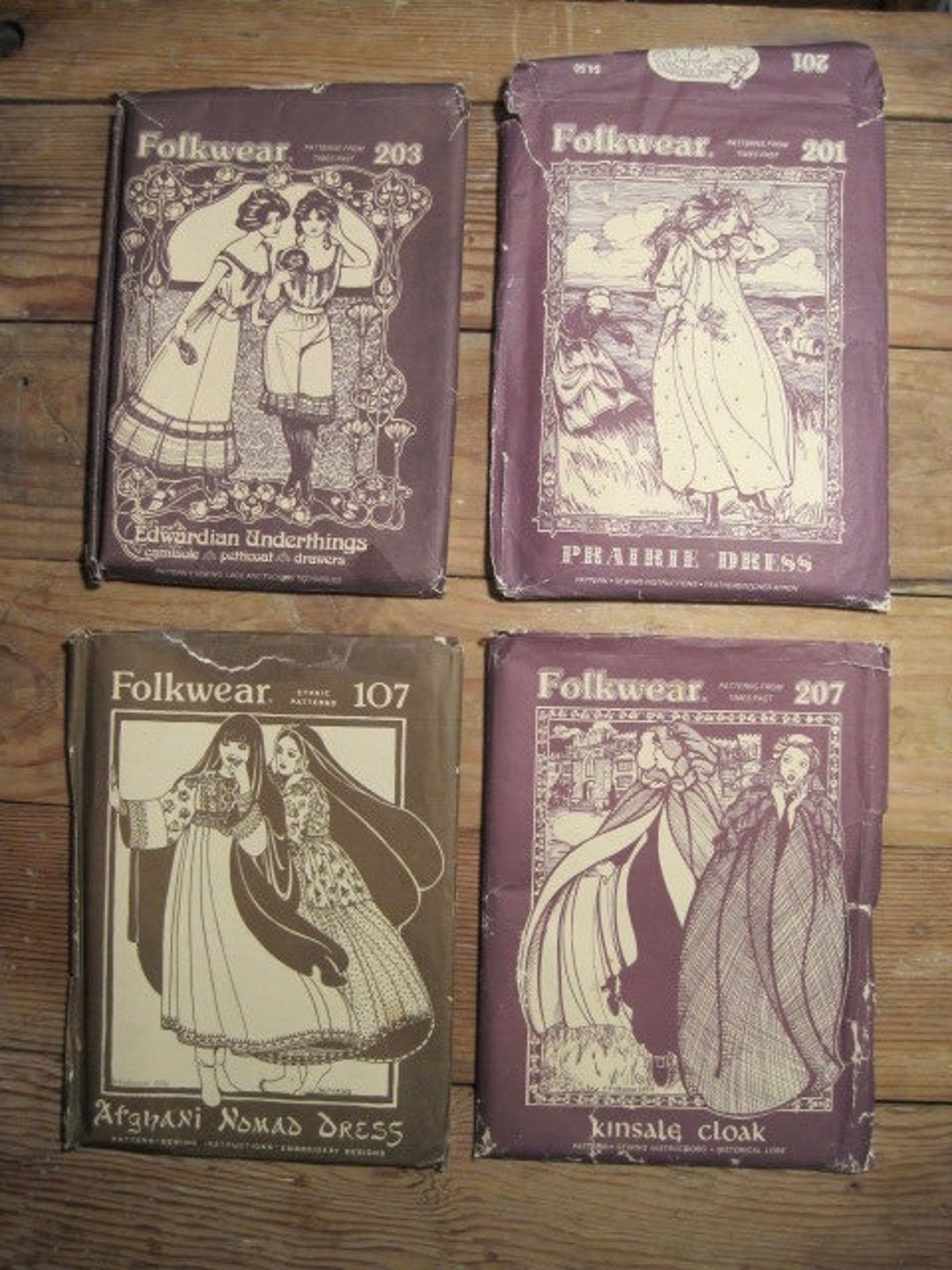 Set of 4 Original Folkwear Patterns, 1970s Sewing Classics, Reenactment ...