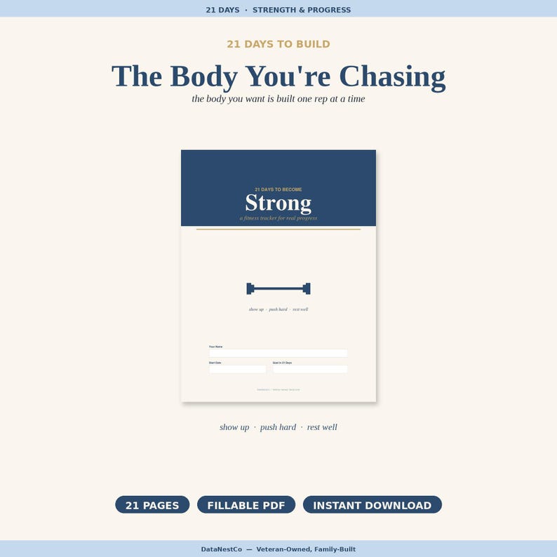 Fitness Tracker Printable PDF | 21 Day Workout Journal, Strength ...