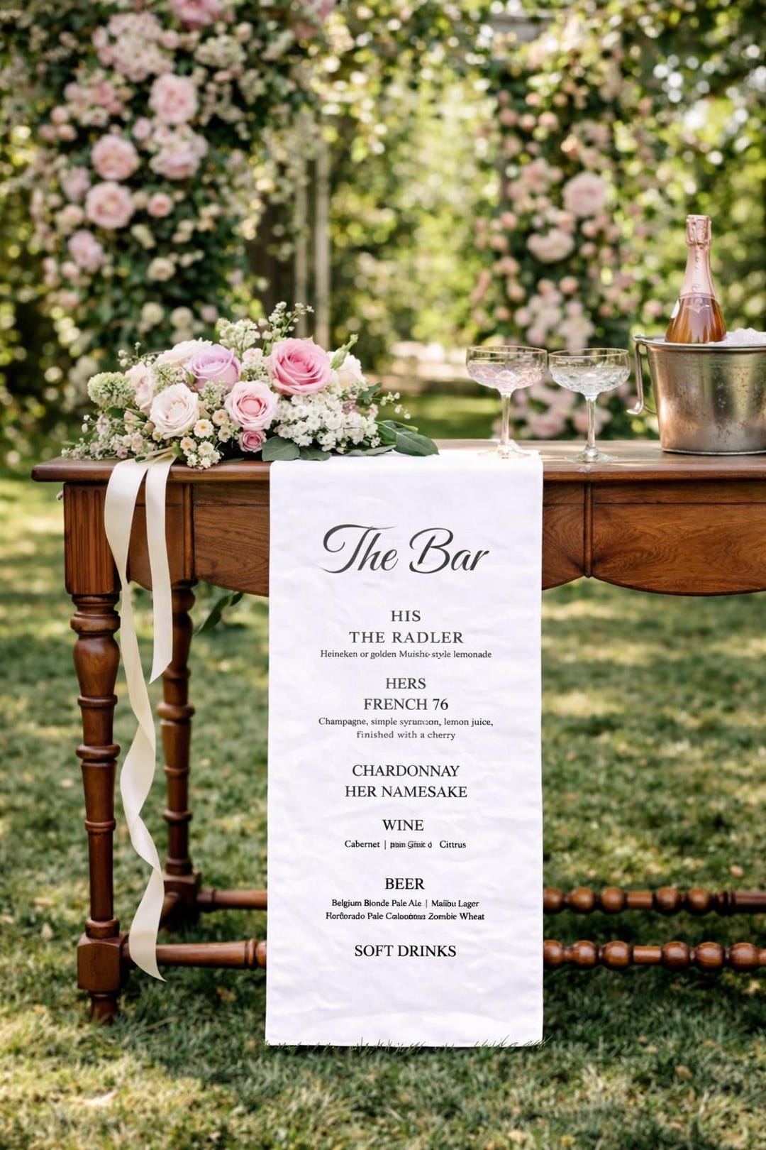 Custom Wedding Bar Menu Sign, Personalized Cocktail Banner, Fabric ...
