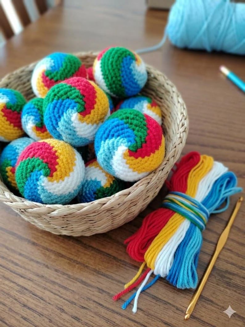 Hacky Sack Crochet Pattern PDF, Rainbow Footbag Tutorial, DIY Juggling ...