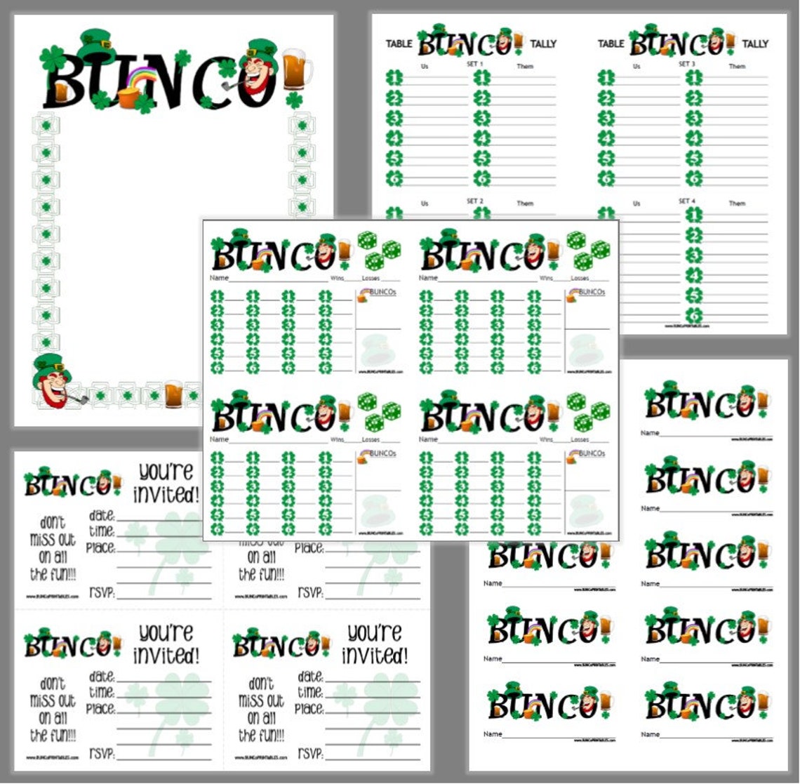 1 Year of Bunco Printables Bundle Bunco Score Cards & Tally Sheet ...