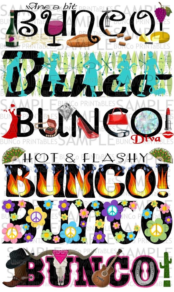 Assorted Bunco Printable Bundle Bunco Score Cards & Tally | Etsy