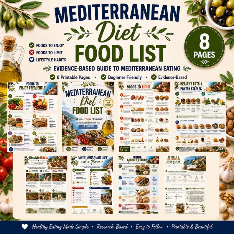 Mediterranean Diet Food List Printable | Mediterranean Foods Chart ...