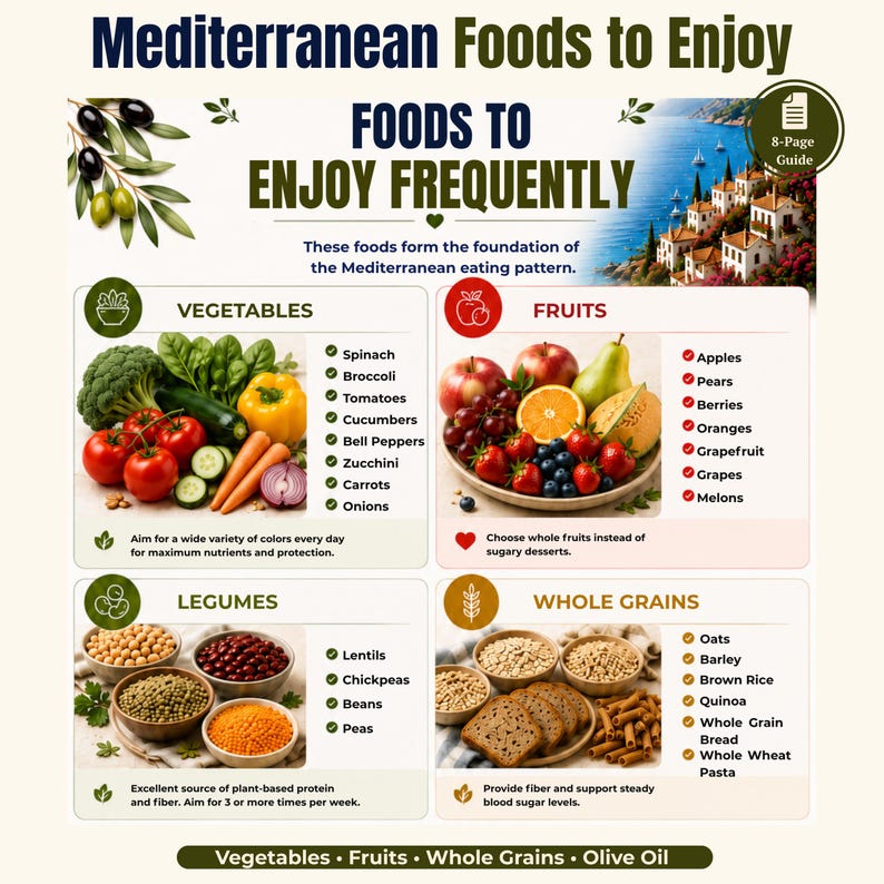 Mediterranean Diet Food List Printable | Mediterranean Foods Chart ...
