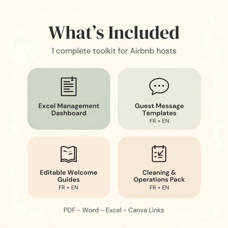 Airbnb Host Helper Kit | Excel Dashboard, Guest Messages, Welcome Guide ...