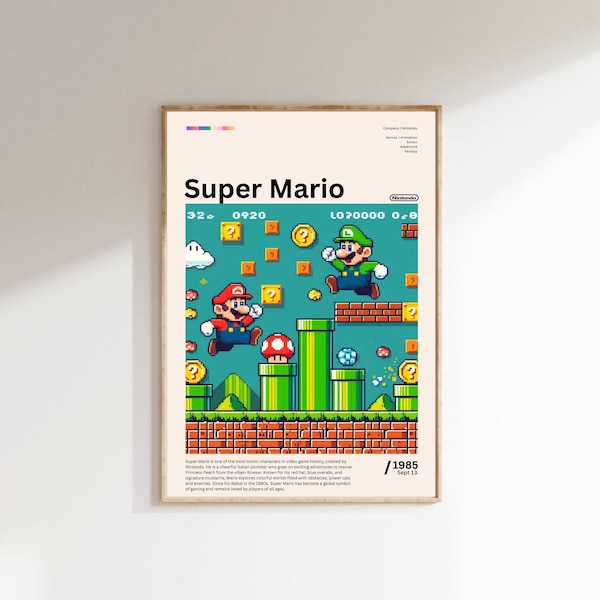Super mario bros poster - Etsy México