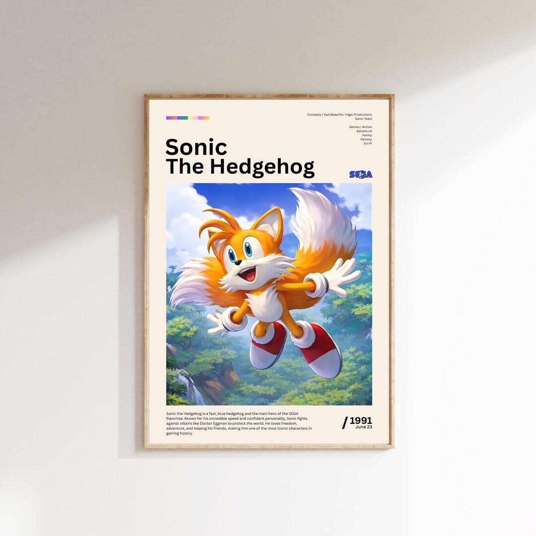 Sonic the Hedgehog Gaming Poster, SEGA Retro Art Print (digital ...