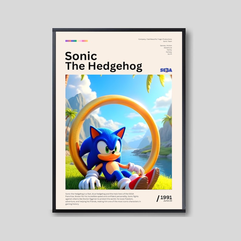 Sonic the Hedgehog Poster, SEGA Gaming Wall Art (digital Download) - Etsy