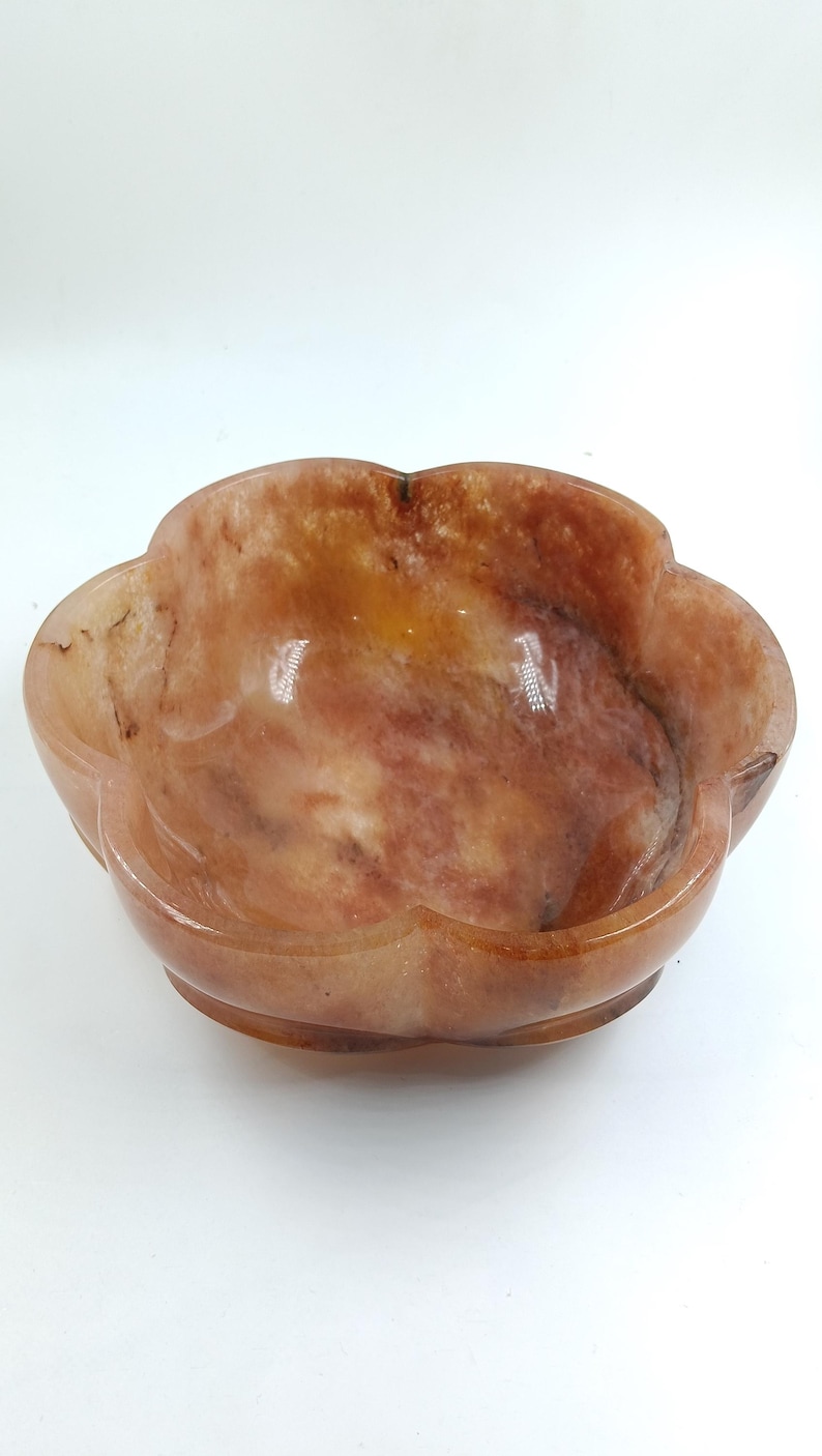 Hand Carved Red Aventurine Flower Bowl | Gemstone Jewelry Holder, Home ...