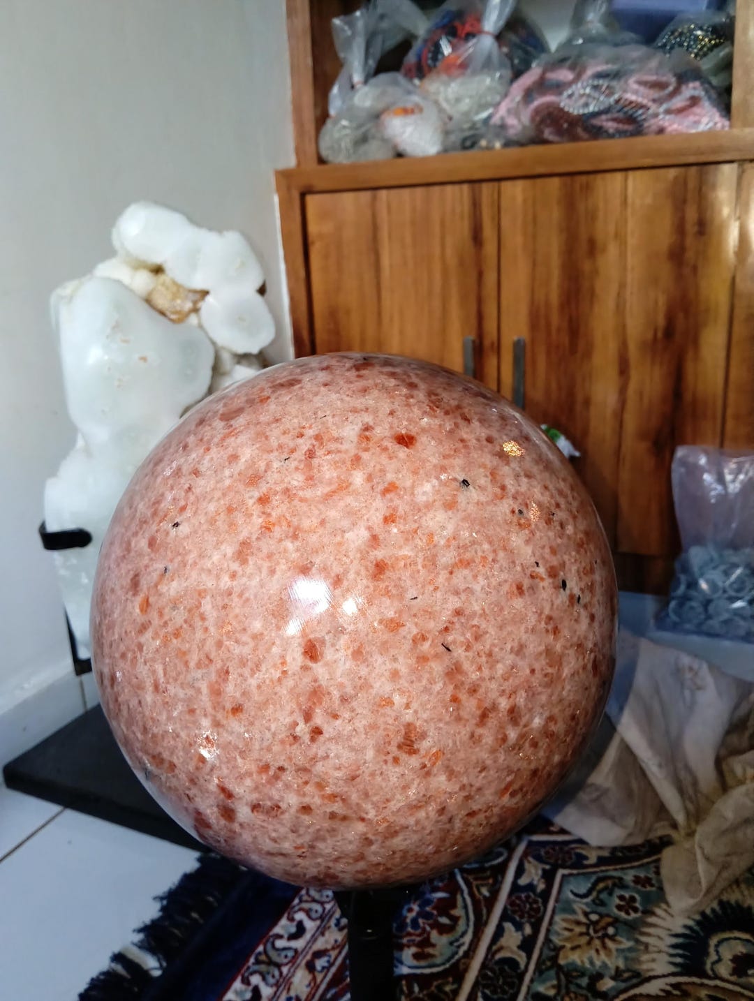 9 Inch Sunstone Sphere | Natural Sunstone Crystal Ball | Large Healing ...