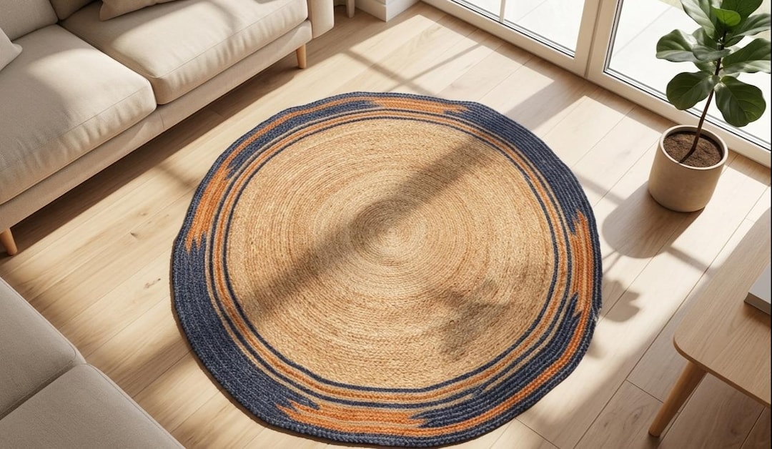 Handmade Jute Braided Round Rug, Rustic Home Decor, Reversible Natural ...