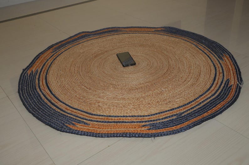Handmade Jute Braided Round Rug, Rustic Home Decor, Reversible Natural ...
