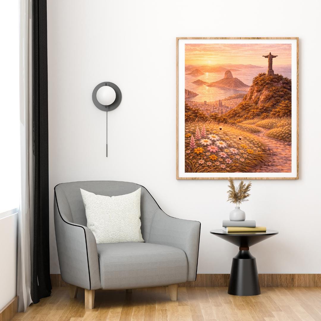 Christ the Redeemer Wildflower Art Print – Golden Hour Rio Travel ...