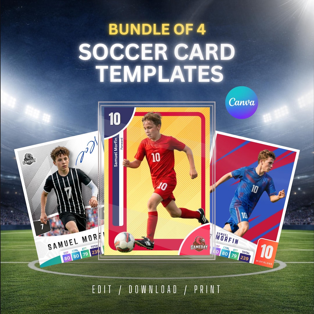Editable Soccer Trading Card Template, Canva Sports Player Design ...