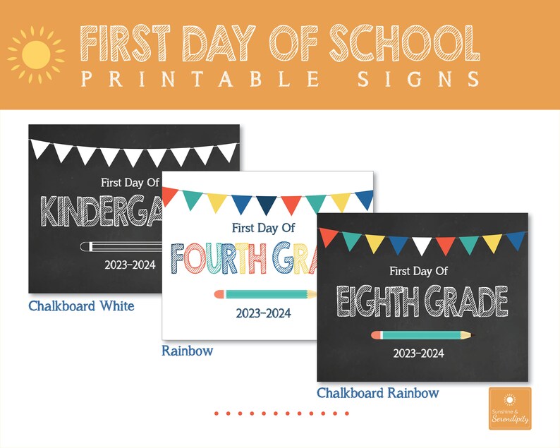 First Day of School Printable Signs All Grades 2023 2024 - Etsy