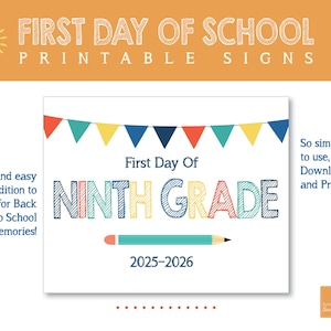 First Day of School Printable Signs, All Grades, 2025 2026 School Year ...