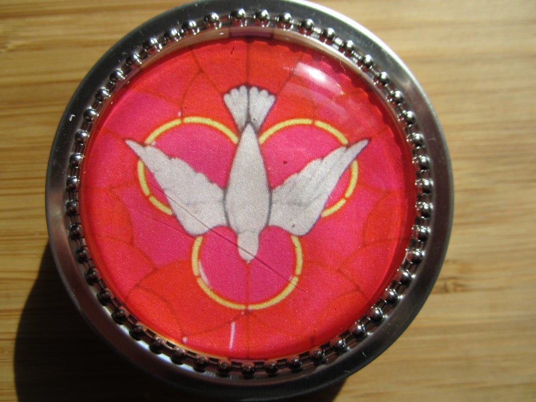Item #15 ~ Holy Spirit, Dove Rosary Case Decorated Tin 2 Oz Round ...
