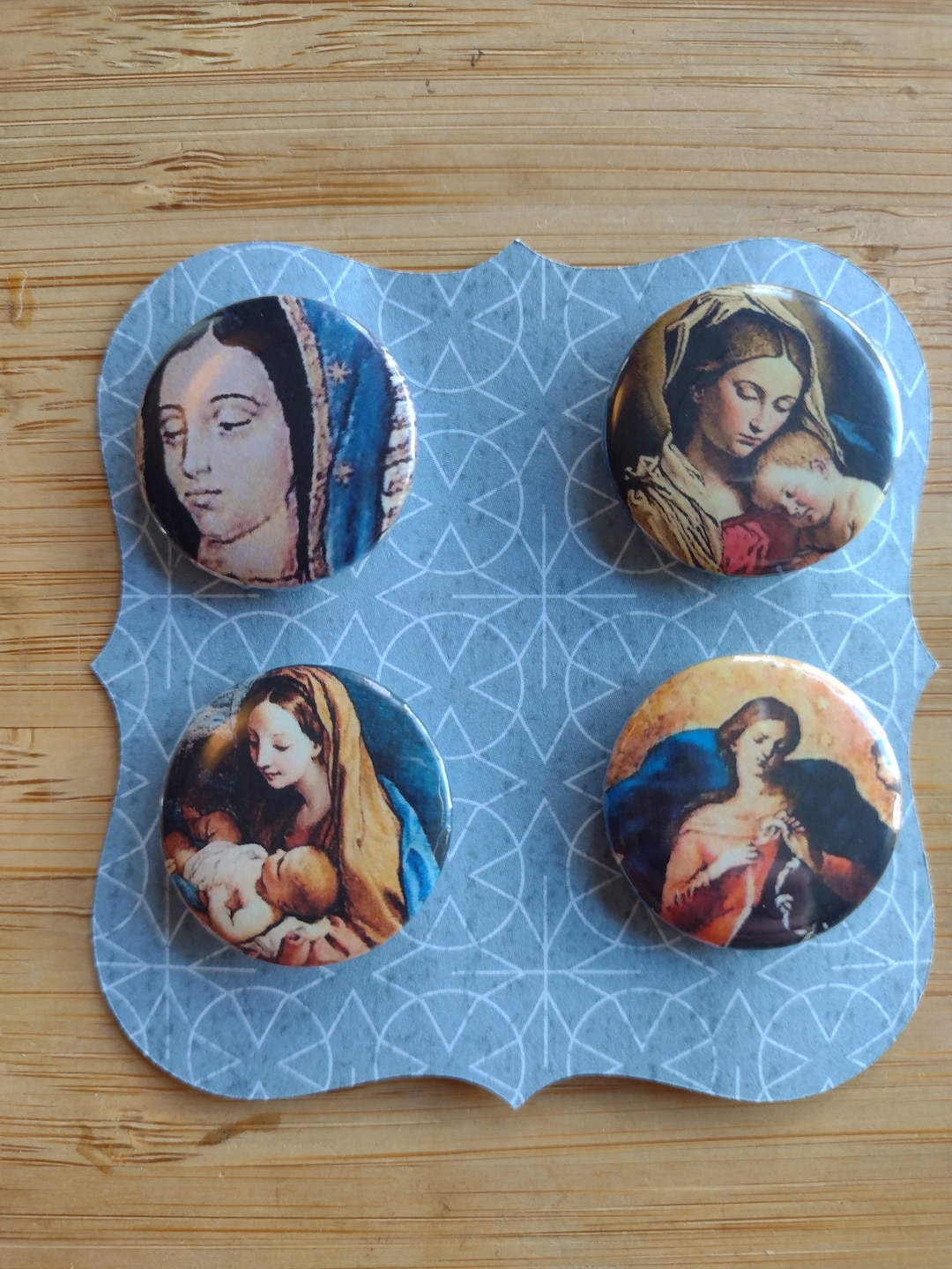 Marian Button Collection- One Inch Buttons, Catholic, Virgin Mary, Mary ...