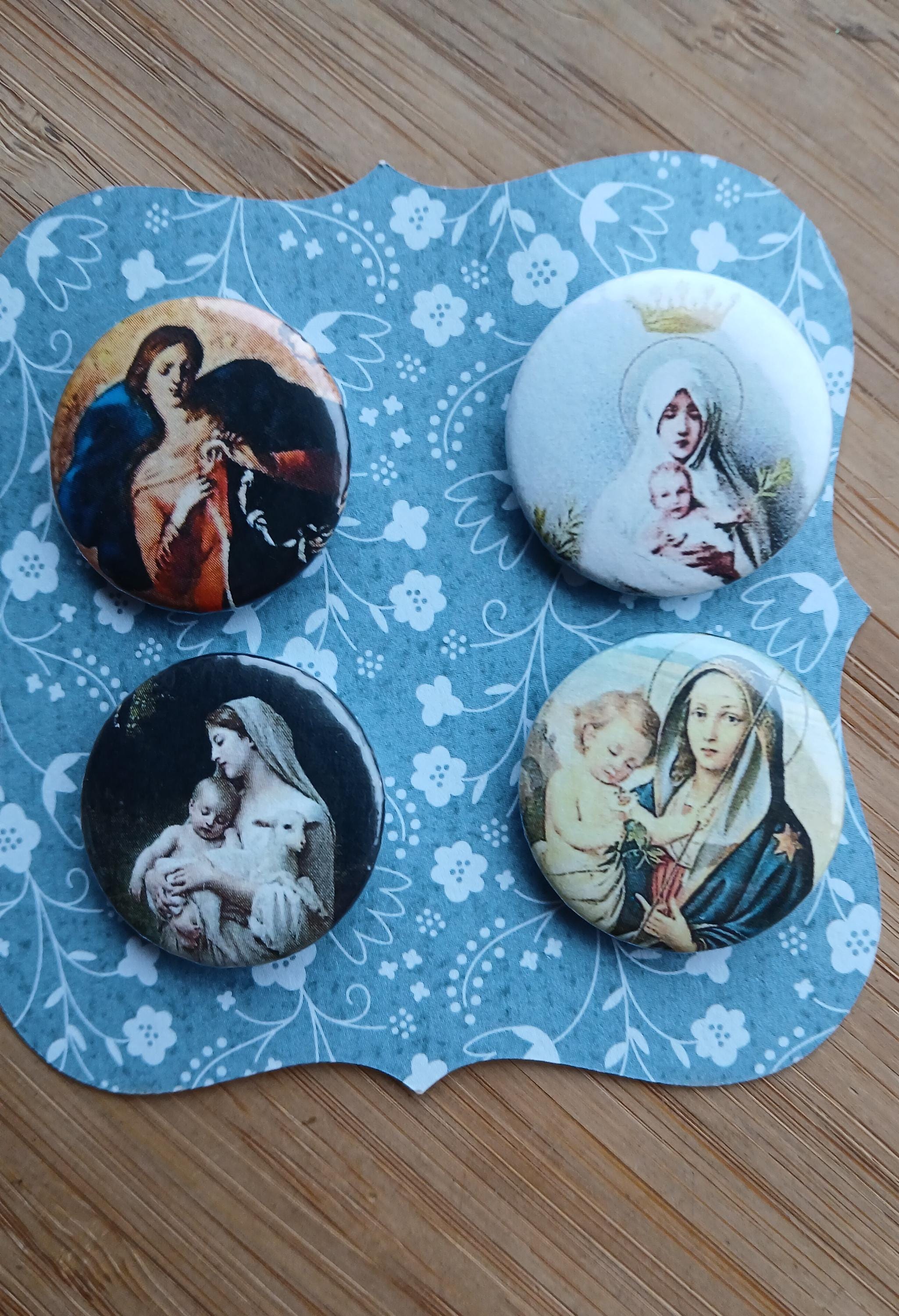 Marian Button Collection- One Inch Buttons, Catholic, Virgin Mary, Mary ...