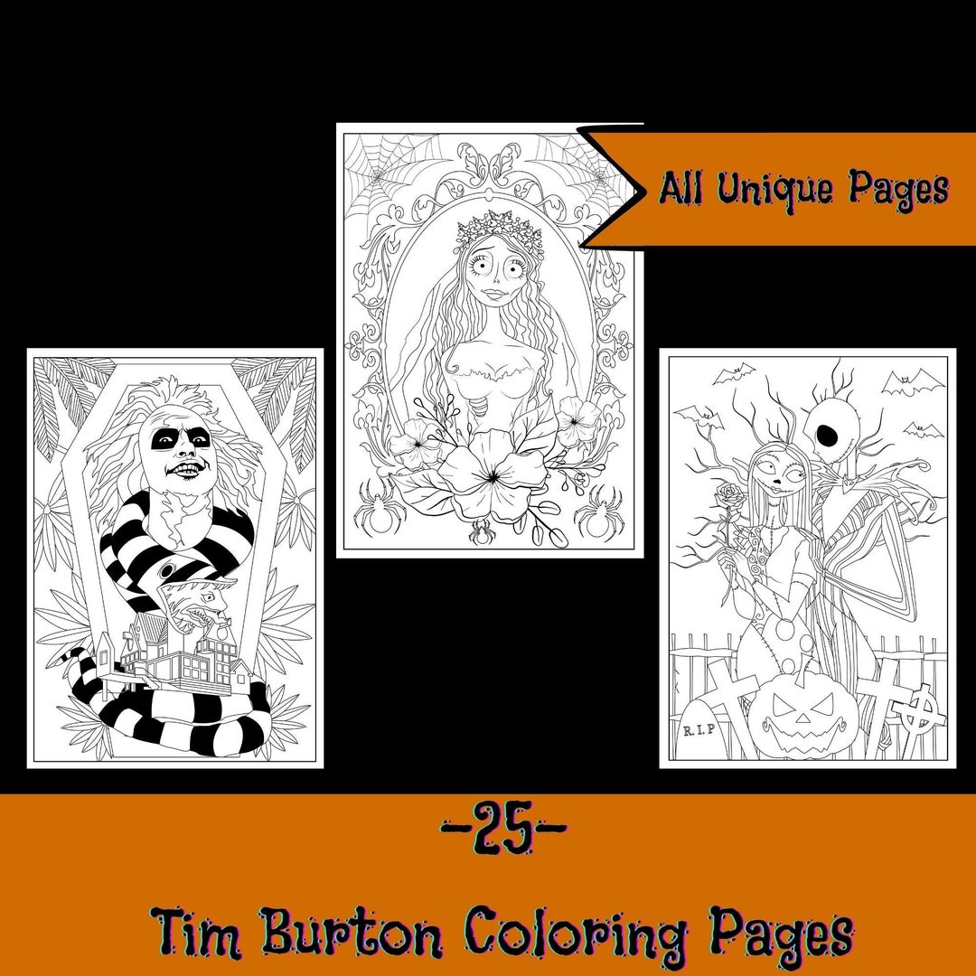 25 Tim Burton Printable Coloring Pages Coloring Printable Digital ...