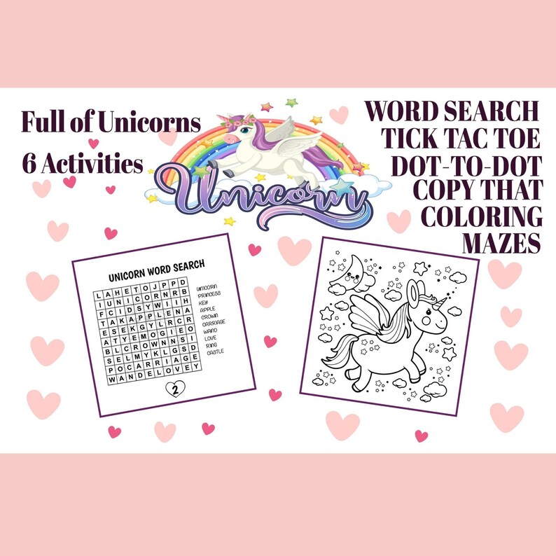 50 Pages of Unicorn Activities for Kids Printable Digital Download ...