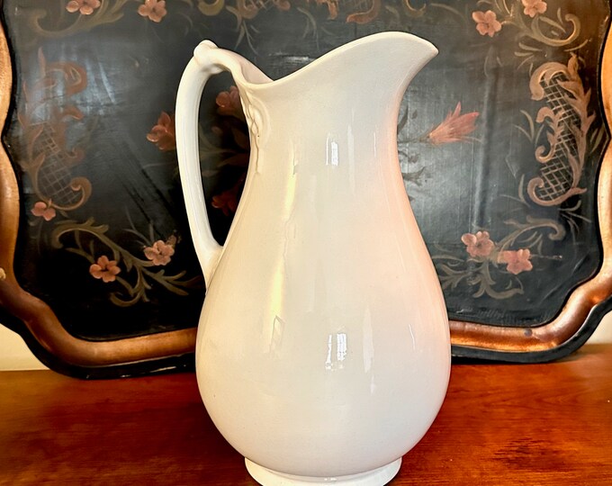 Anthony Shaw, Tall White Ironstone Pitcher, Rope and Cable ...