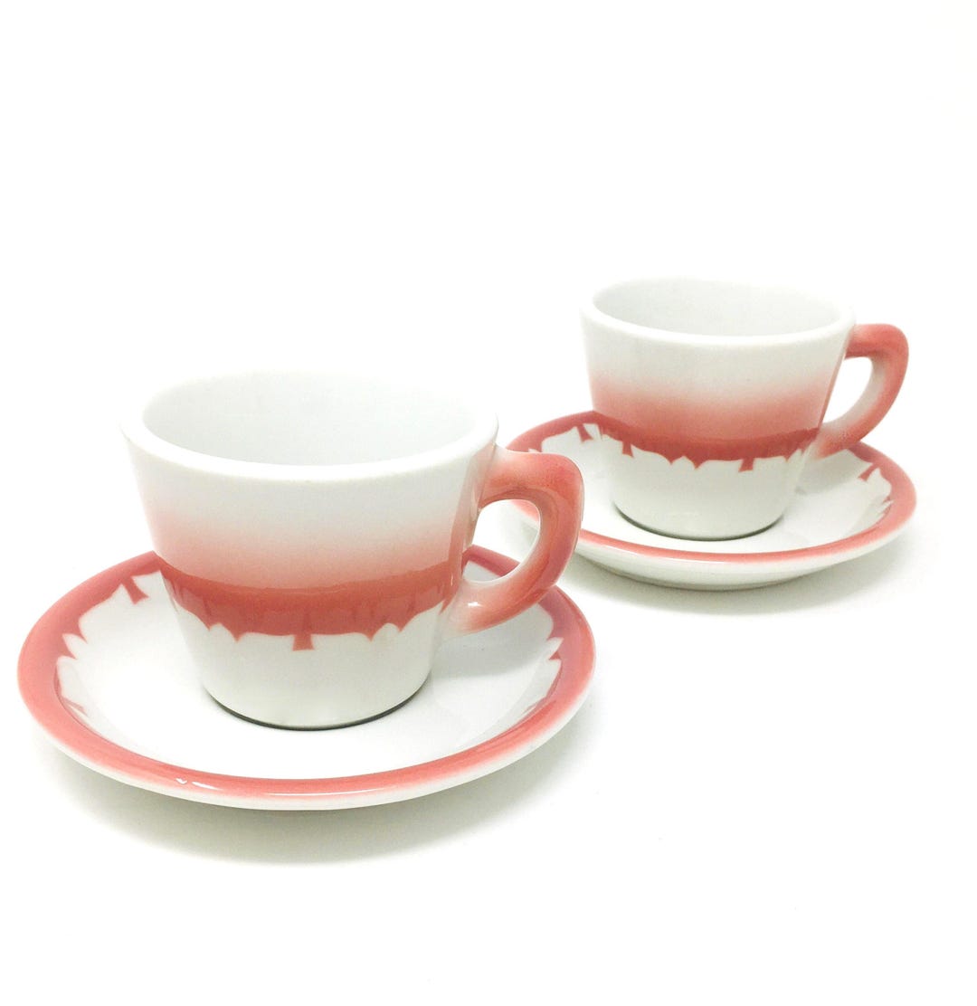 Vintage Jackson Cups and Saucers | Pink Air Brush - Etsy