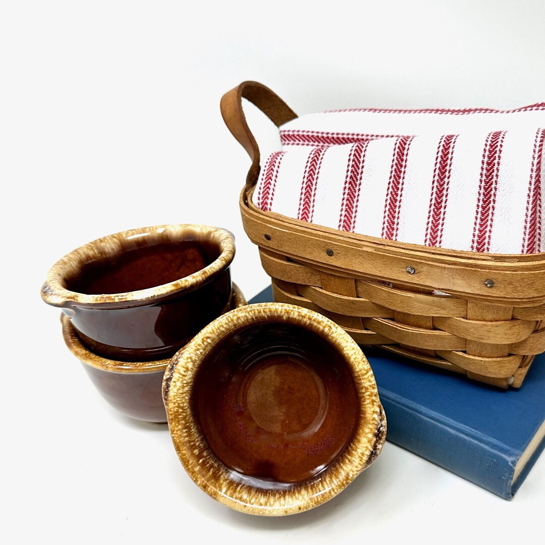 Hull Pottery, Three Custard Cups, Brown Drip, Oven Proof, Number 576 ...